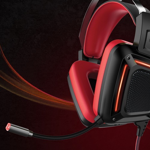 Casti Gaming PROMATE Karma, multiplatforma, USB, negru-rosu