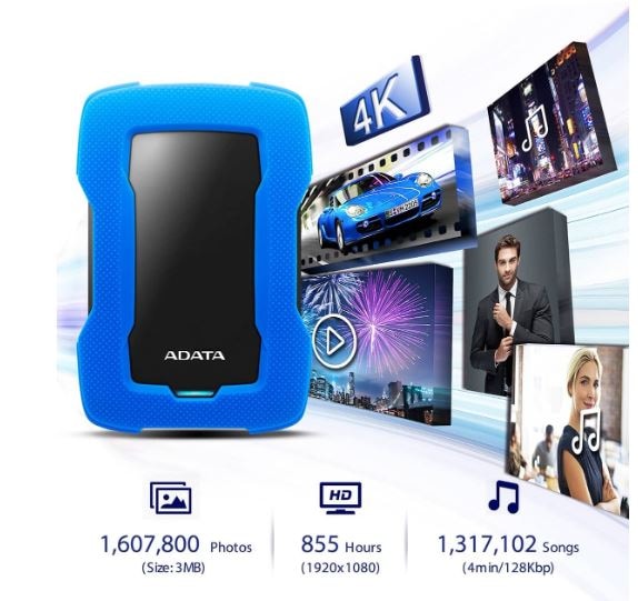 Hard Disk extern ADATA HD330, 1TB, USB 3.2, rosu