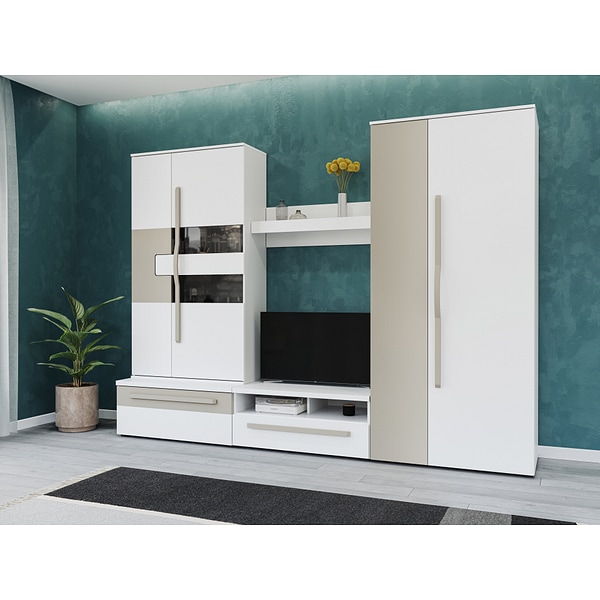 Mobila living Leganza Configuratia 01, alb, 277 x 53.2 x 202.8 cm Mobila living Leganza Configuratia 01, alb, 277 x 53.2 x 202.8 cm