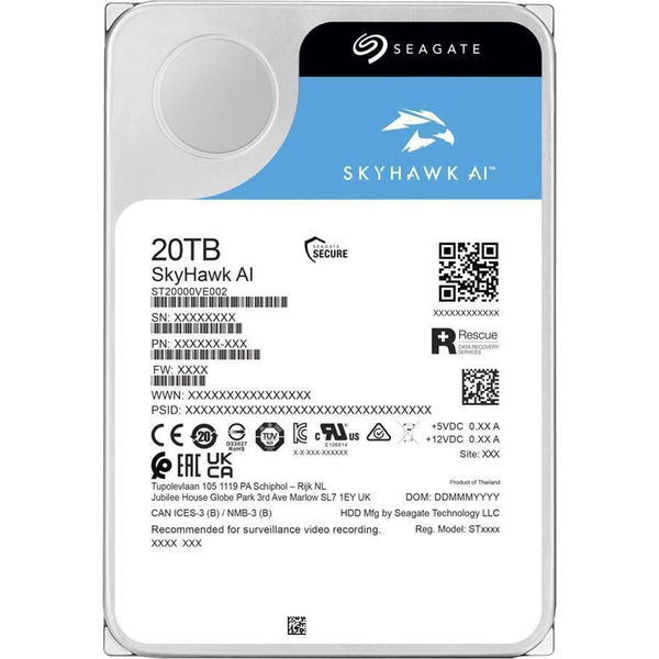 Hard Disk SEAGATE SkyHawk AI Surveillance, 20TB, 7200RPM, SATA3, 256MB ... Hard Disk SEAGATE SkyHawk AI Surveillance, 20TB, 7200RPM, SATA3, 256MB ...